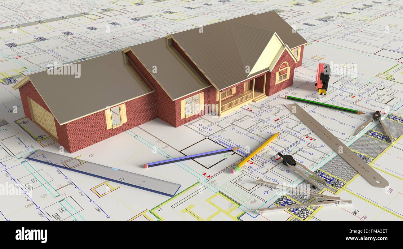 House Layout And Architectural Drawings Stock Photo - Alamy
