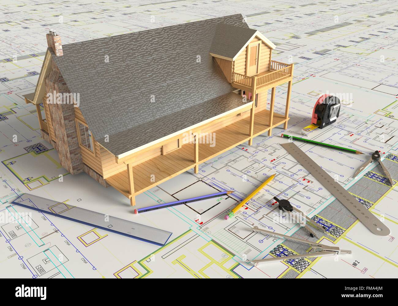 House Layout And Architectural Drawings Stock Photo - Alamy