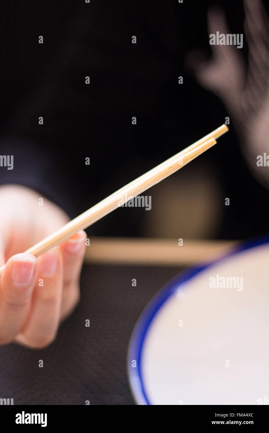 Traditional Japanese wooden oriental chopsticks used to eat Asian and ...
