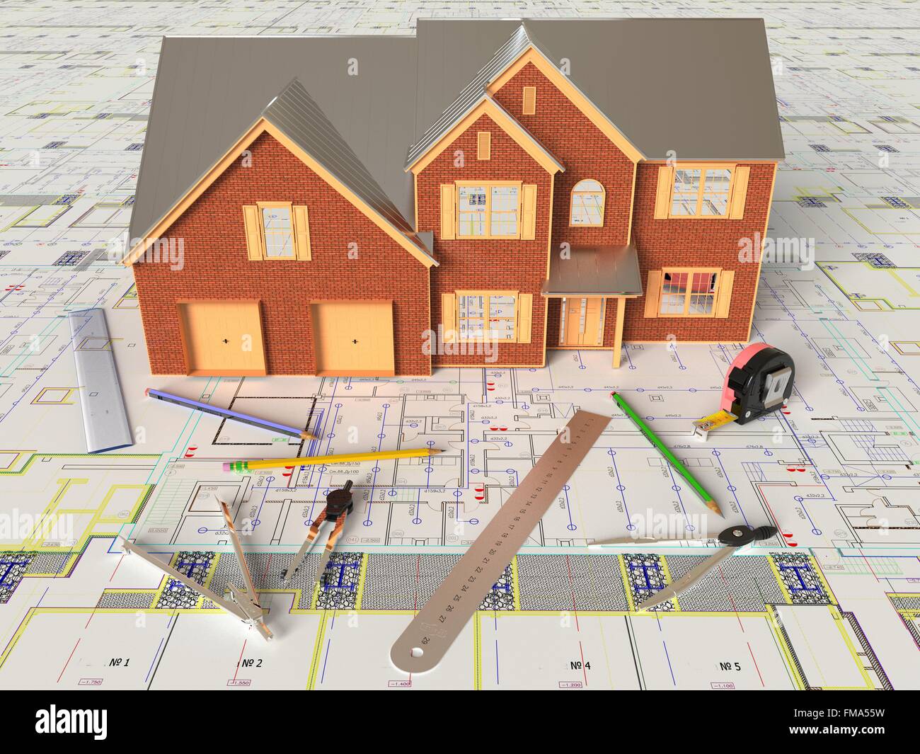 House Layout And Architectural Drawings Stock Photo - Alamy