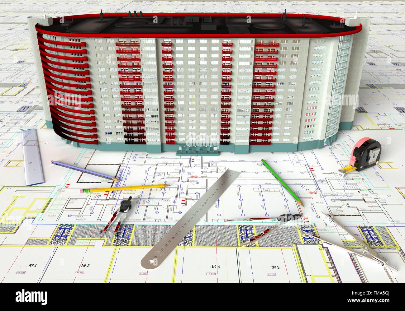 House Layout And Architectural Drawings Stock Photo - Alamy