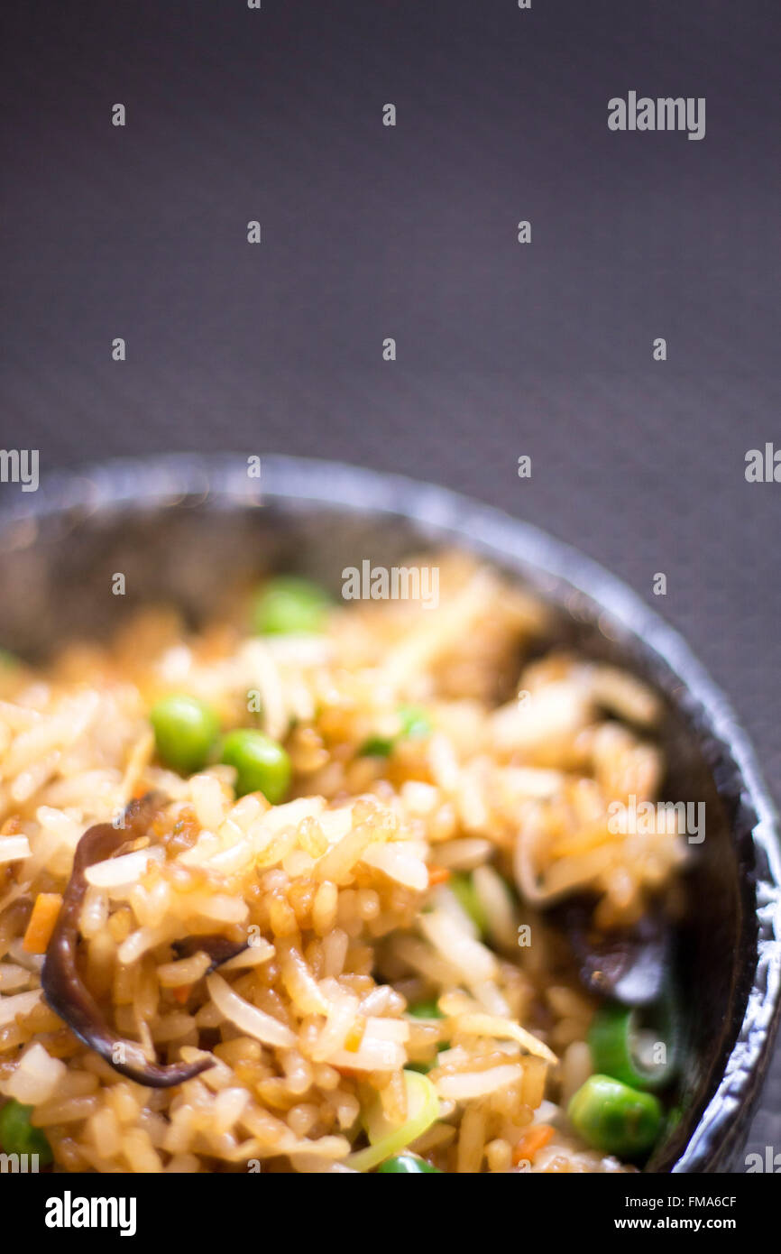 Japanese restaurant egg fried rice vegetables food dish photo Stock ...