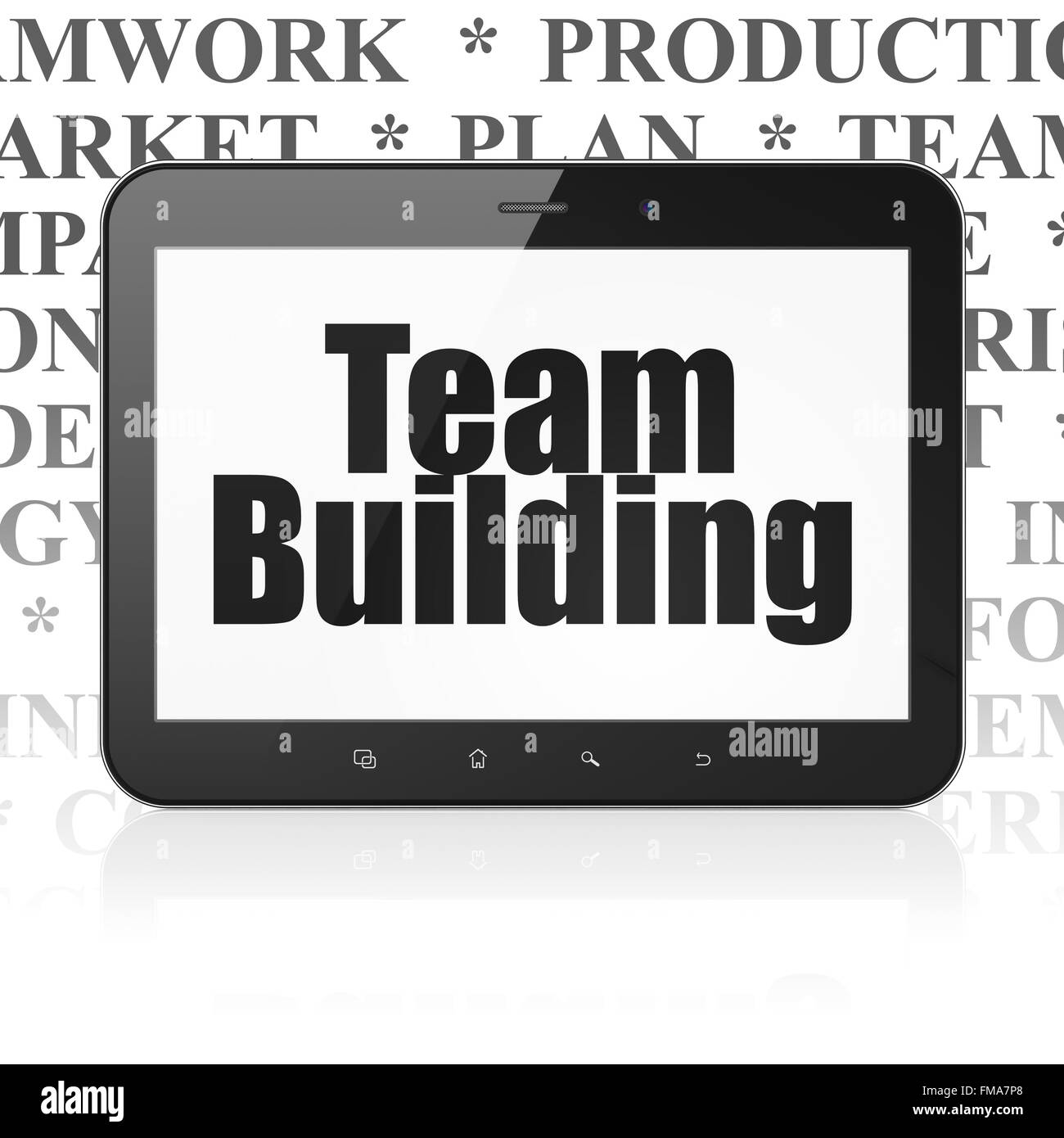Business concept: Tablet Computer with Team Building on display Stock ...