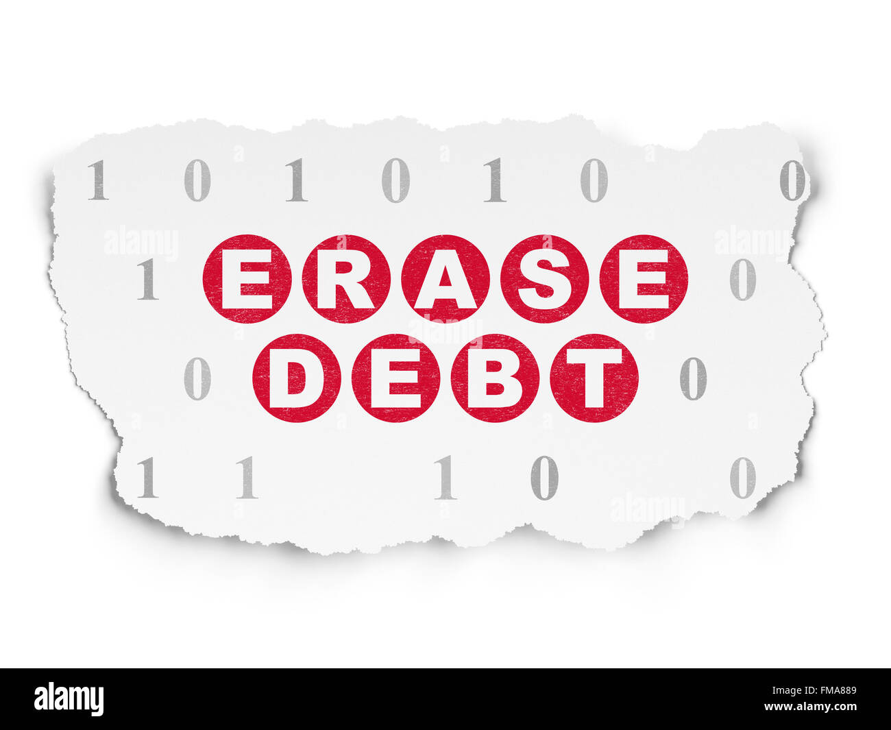 Finance concept: Erase Debt on Torn Paper background Stock Photo - Alamy