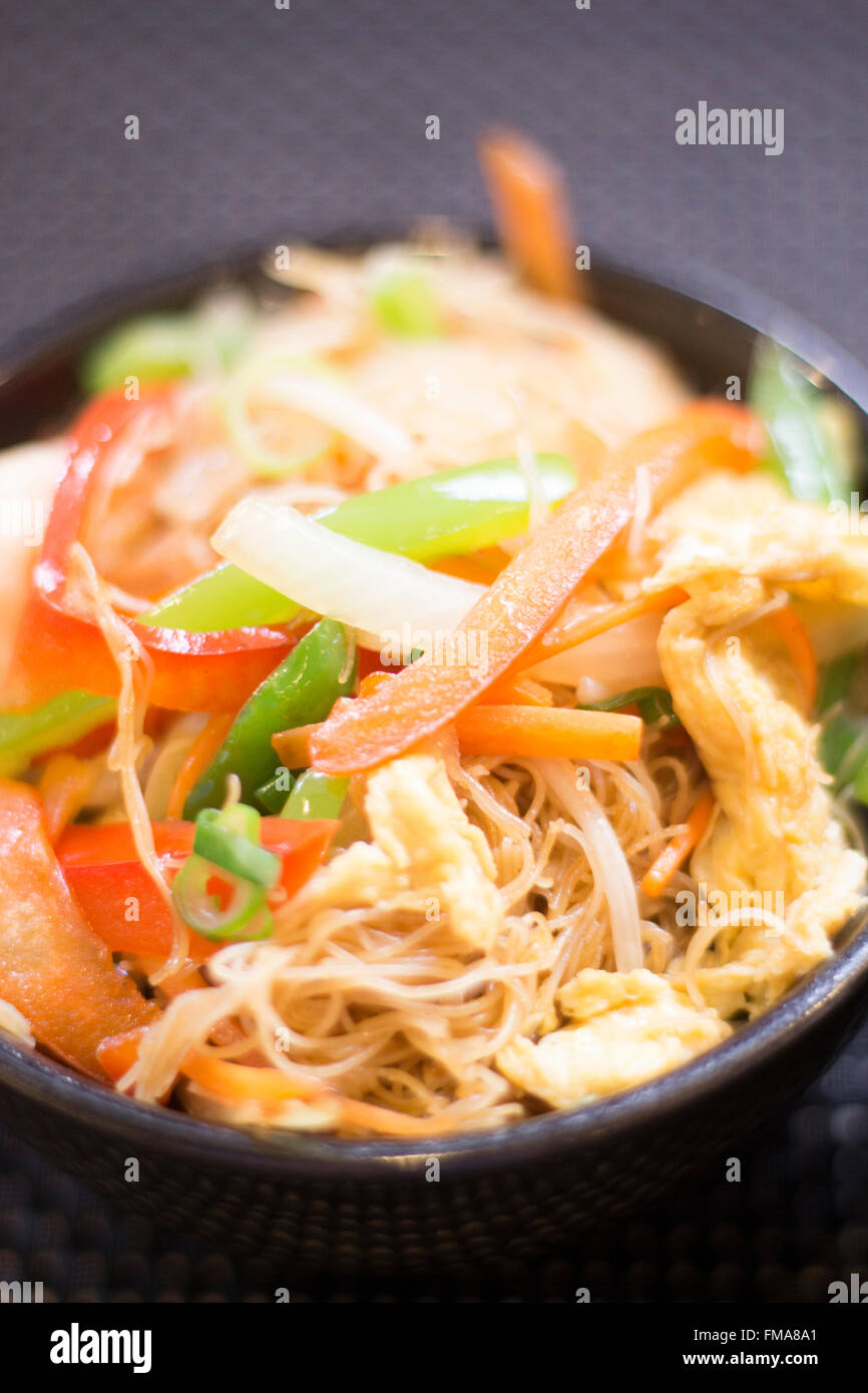 Japanese restaurant egg fried rice vegetables food dish photo Stock ...