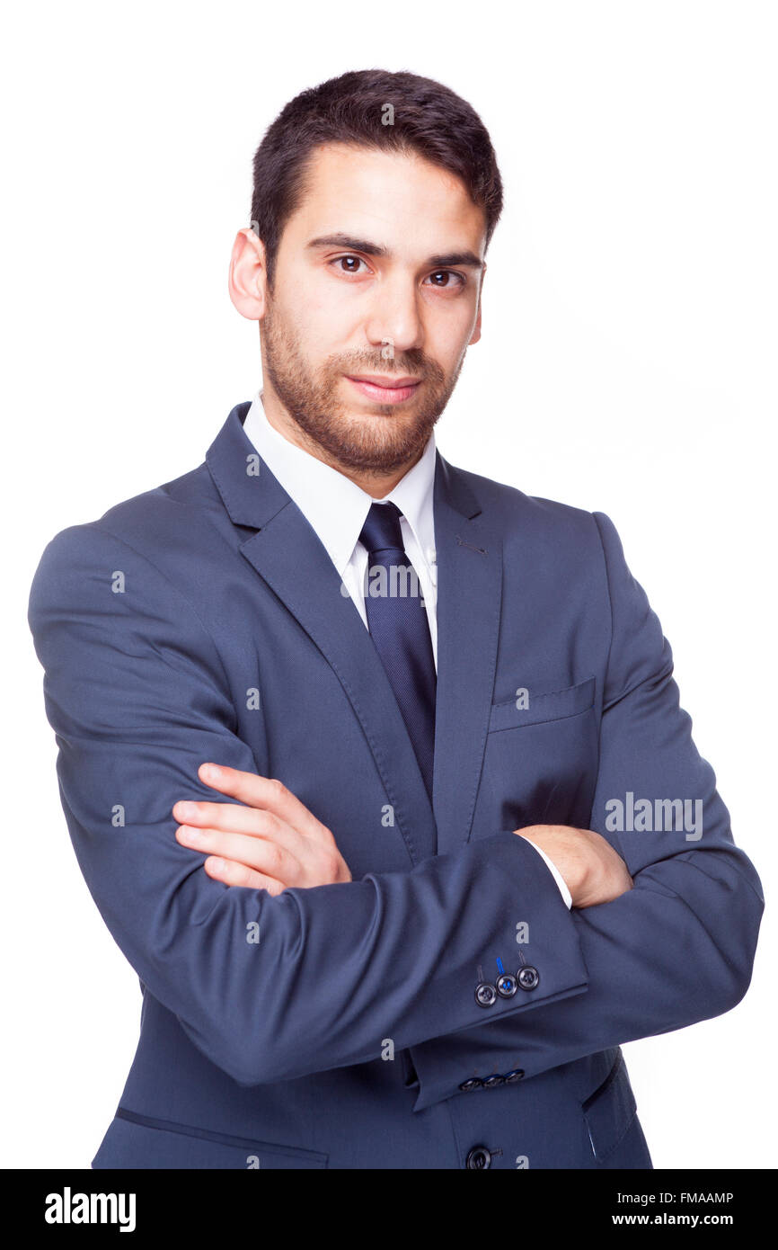 Portrait of a serious business man, isolated on white background Stock ...