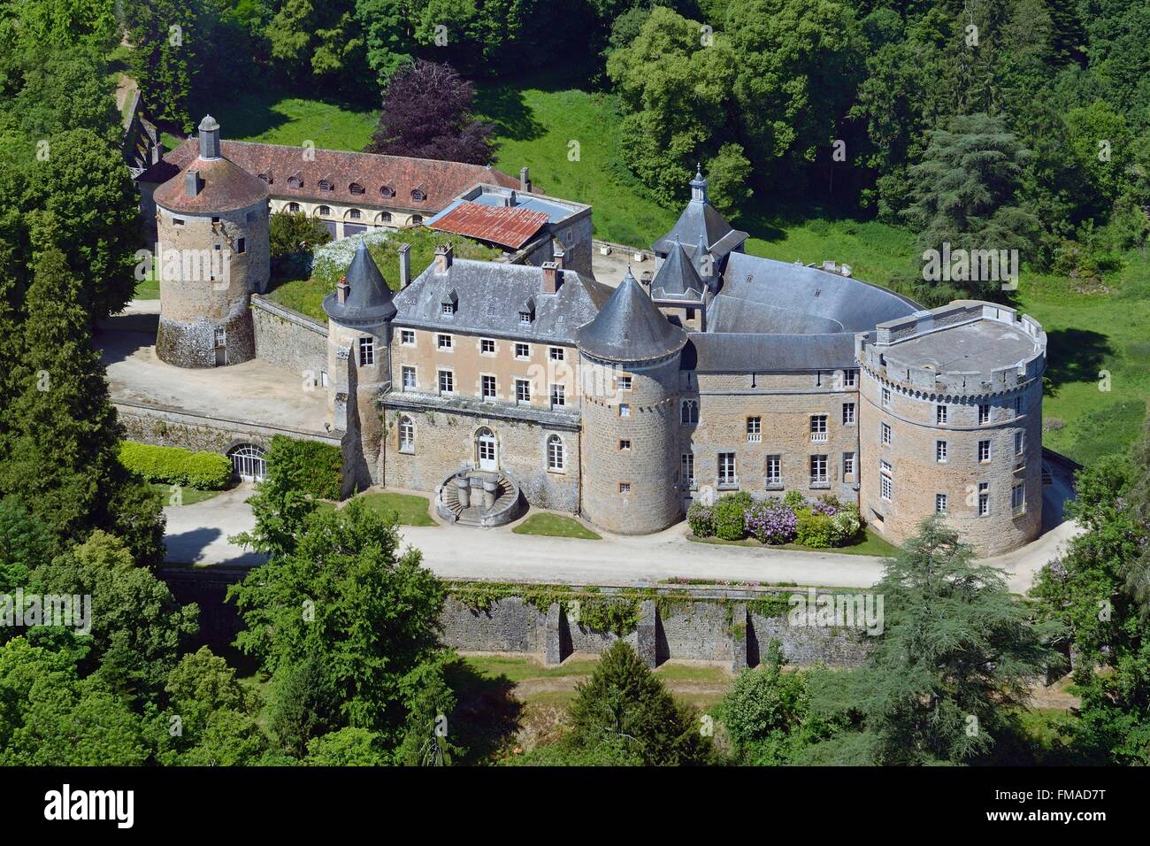France, Yonne, Chastellux sur Cure, the castle (aerial view Stock Photo ...