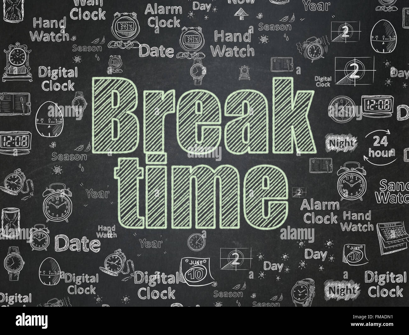 Time concept: Break Time on School Board background Stock Photo - Alamy