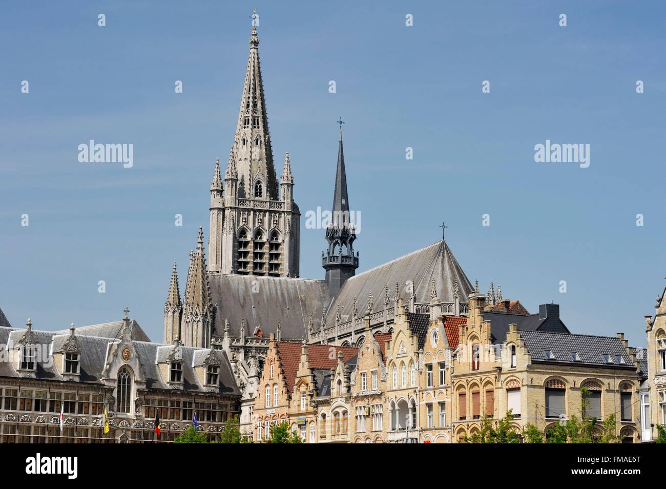 Belgium, West Flanders, Ypres or Ieper, Saint Martin's Cathedral and ...