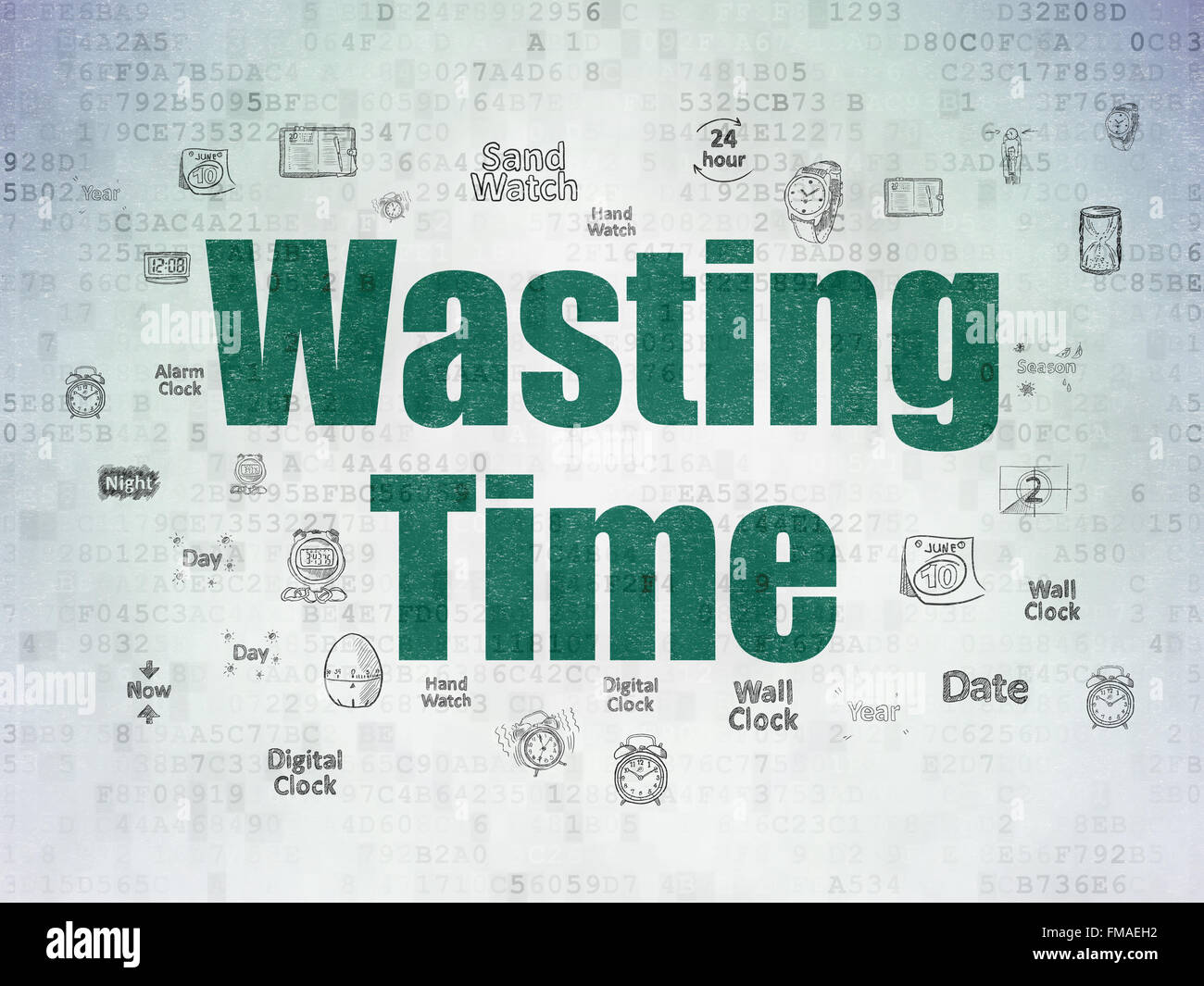 Timeline concept: Wasting Time on Digital Paper background Stock Photo ...