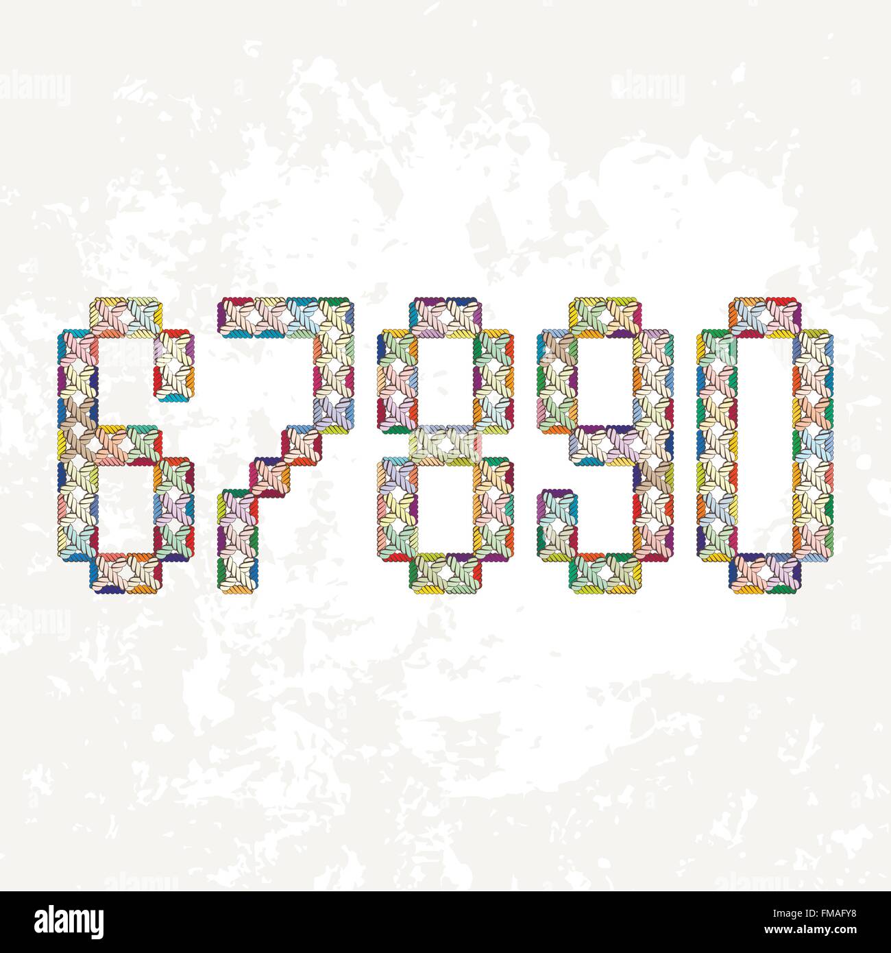 Set of five different colored knitted, embroidered or macrame Arabic ...