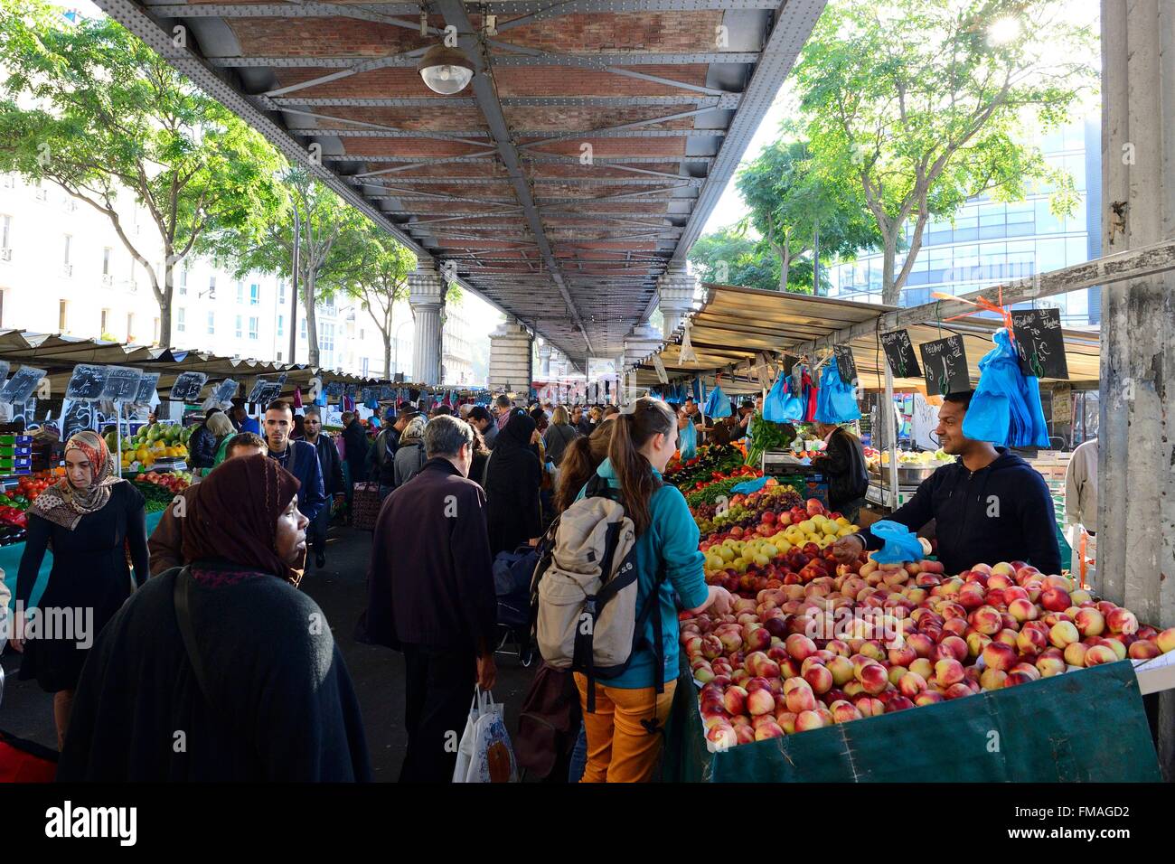France, Paris, boulevard de la Chapelle, Barbes market under the ...