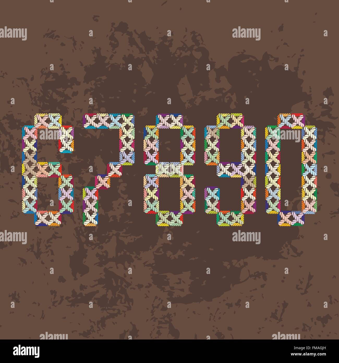 Set of five different colored knitted, embroidered or macrame Arabic ...