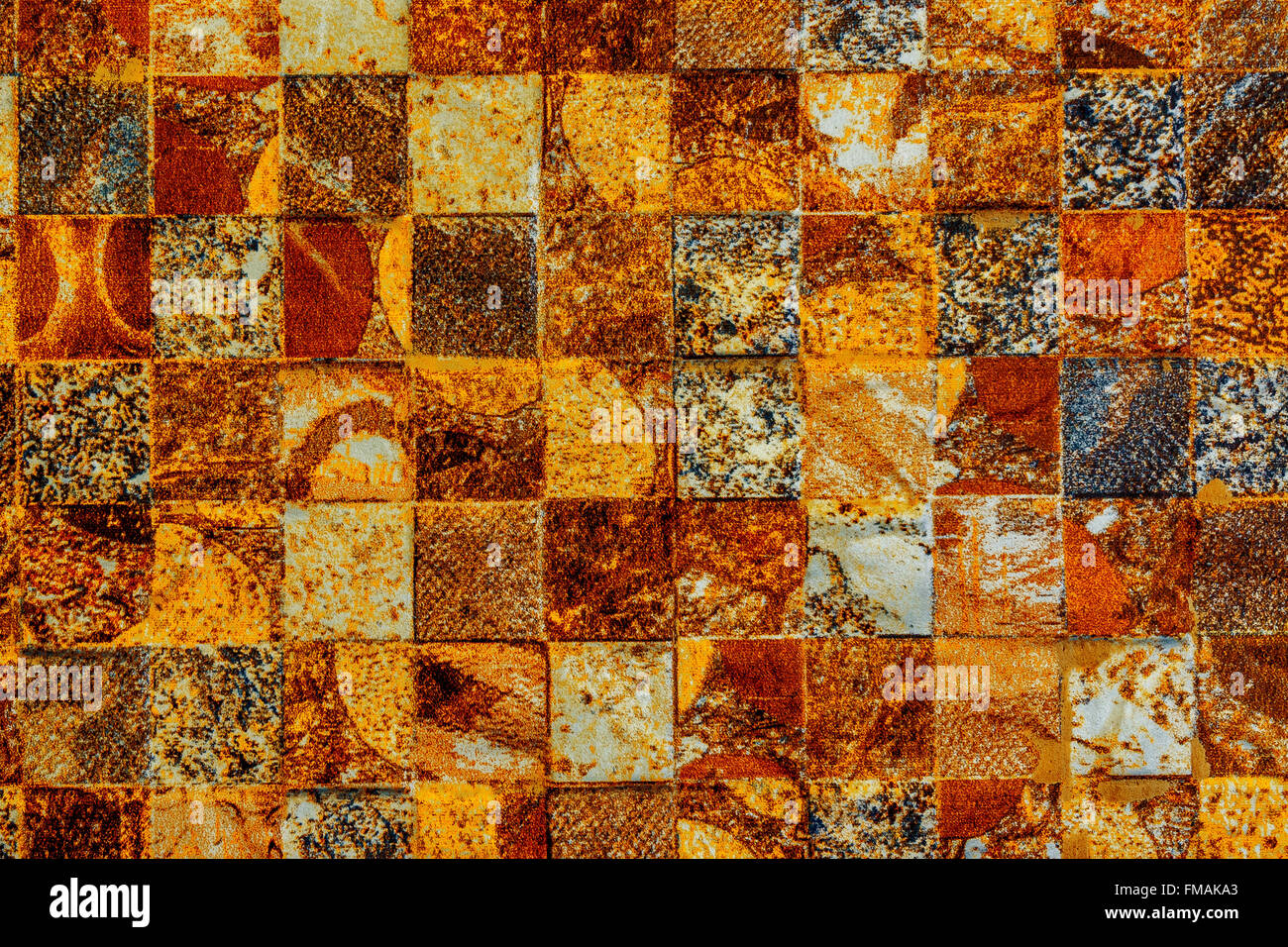 Orange yellow mosaic wall texture Stock Photo - Alamy