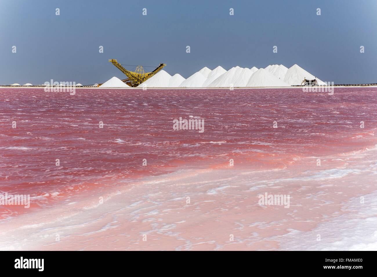 Dutch West Indies, Bonaire island, salt mounts of the Pekelmeer salines ...