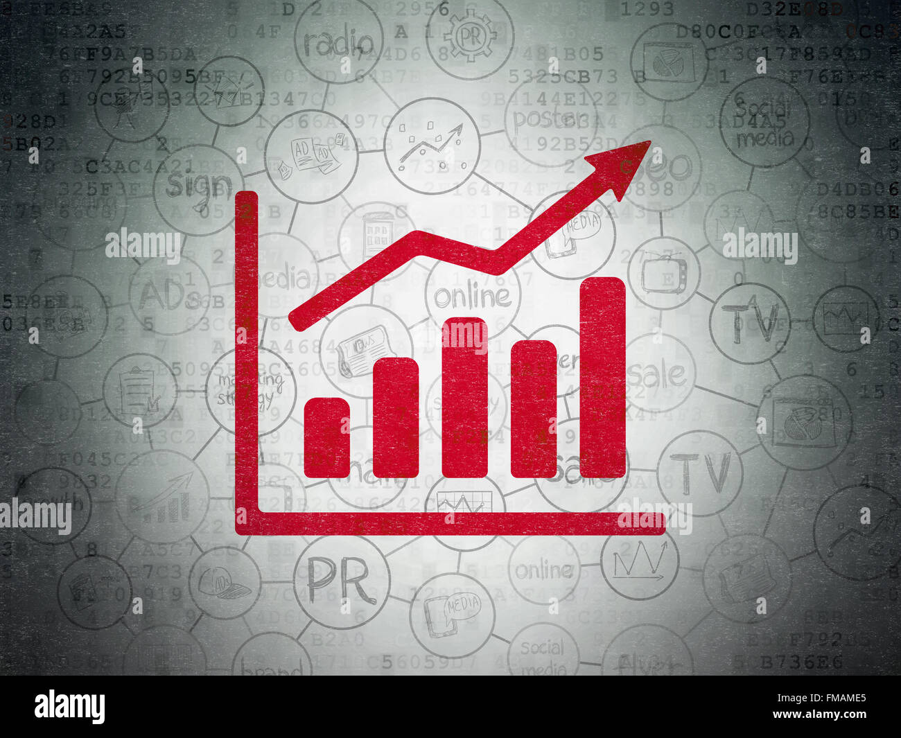 Advertising concept: Growth Graph on Digital Paper background Stock ...