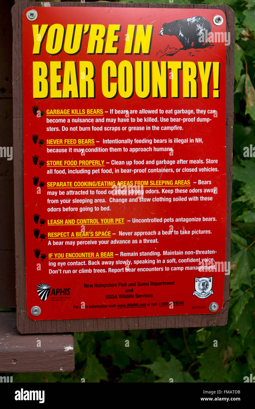 Sign in the White Mountain National Forest, New Hampshire, warning ...