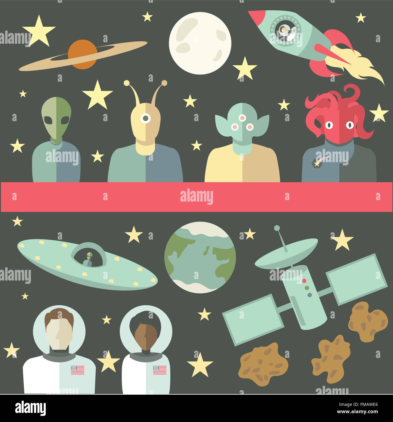 EPS vector of outer space related characters and objects Stock Vector ...