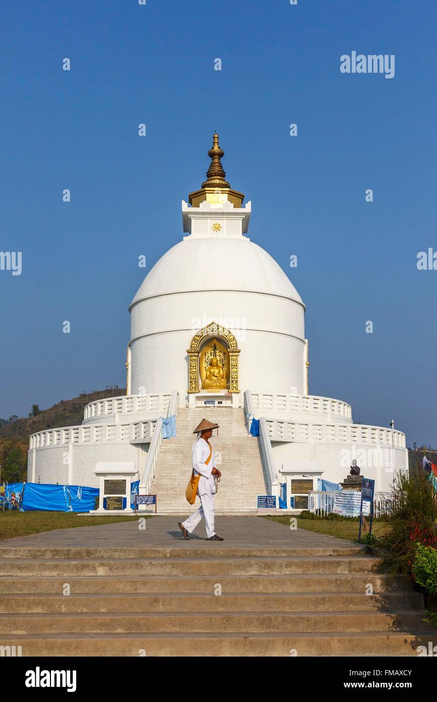 Nepal, Gandaki zone, Pokhara, World Peace stupa Stock Photo - Alamy