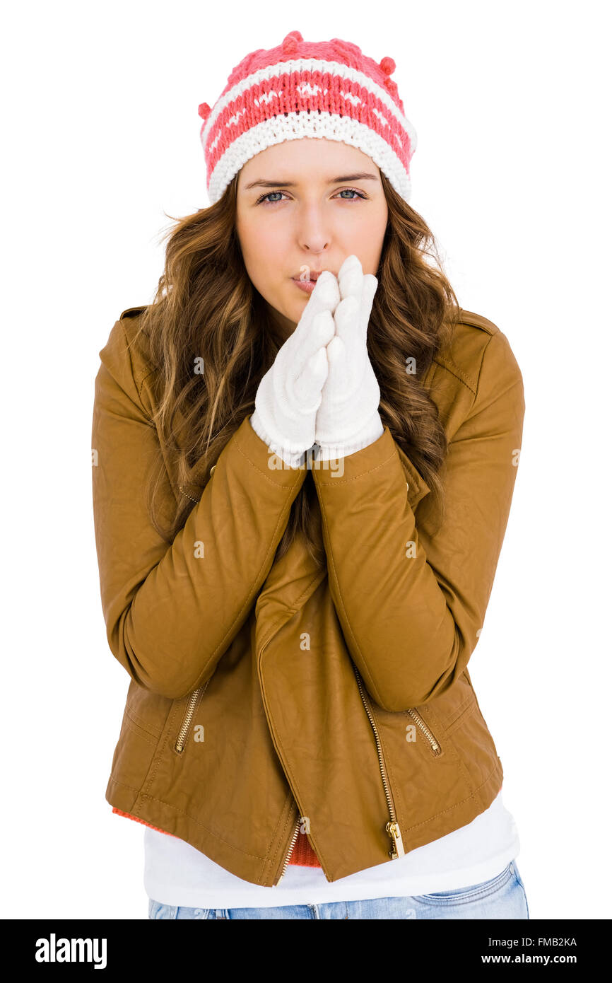 Beautiful young woman shivering Stock Photo - Alamy