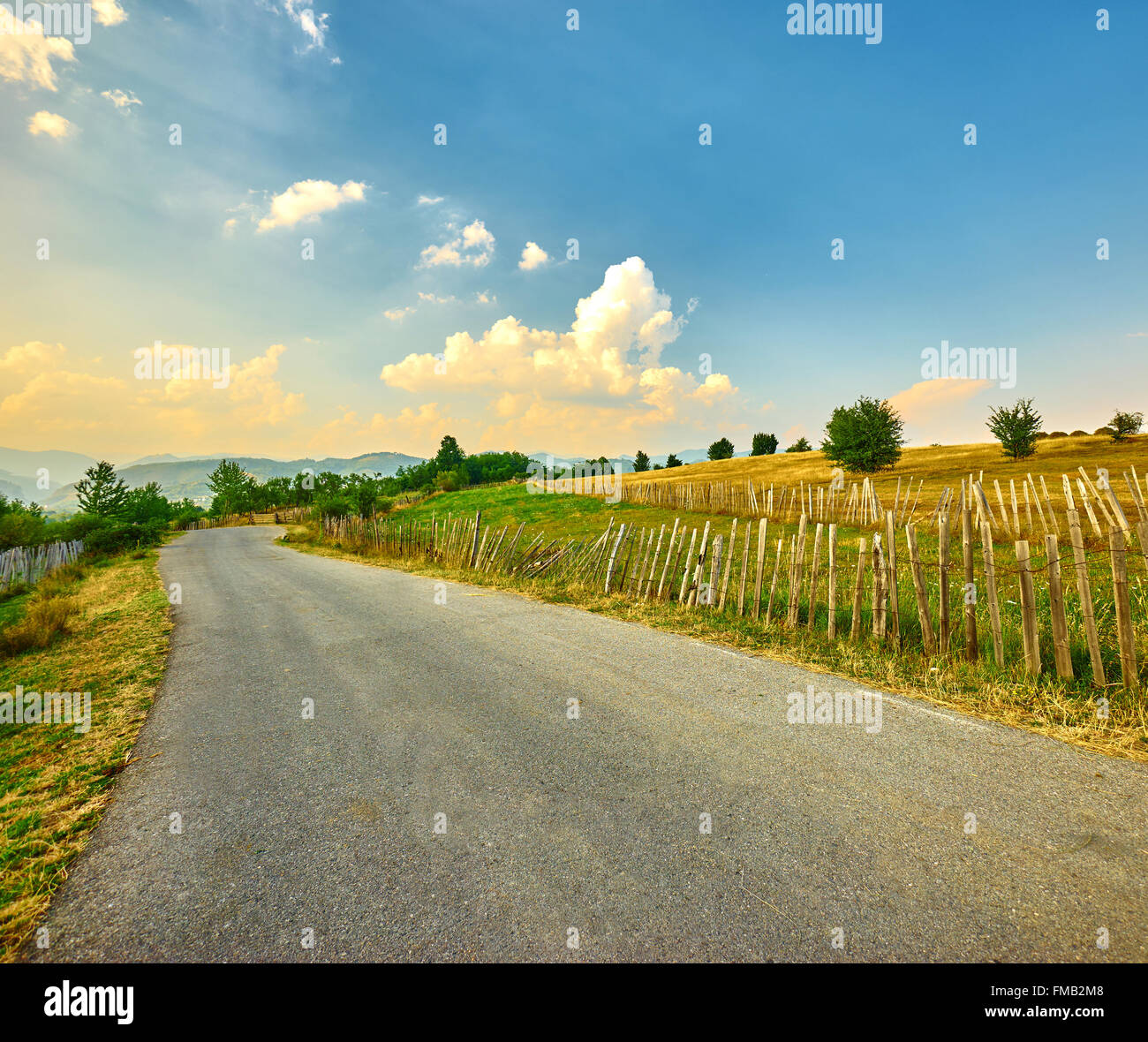 Asphalt country road landscape in Romanian Parang Mountains Stock Photo ...