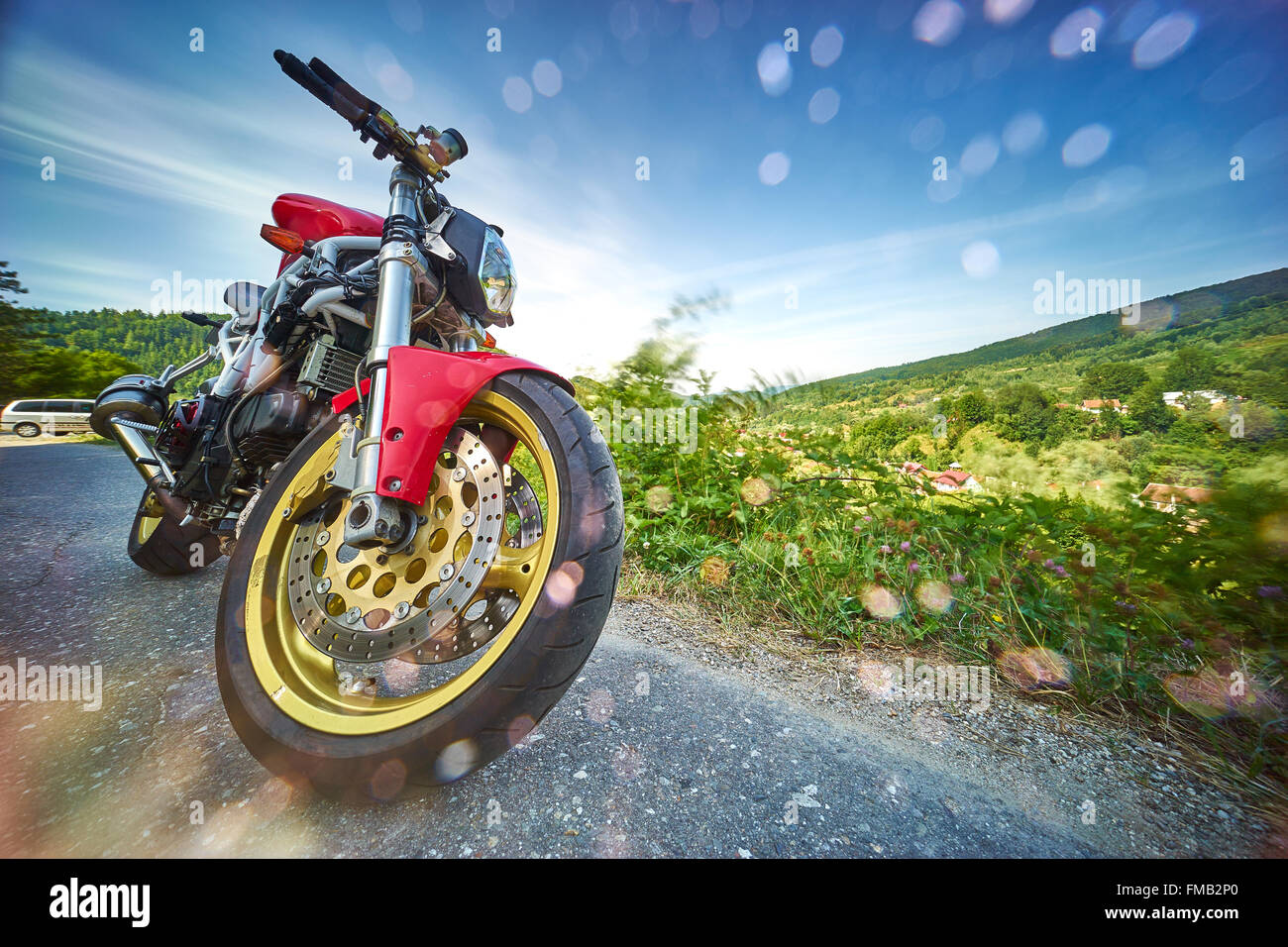 Motorbike on road, trees hi-res stock photography and images - Alamy