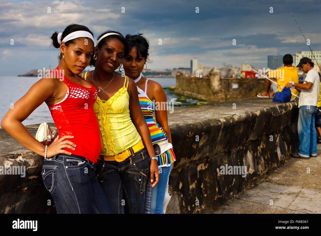 Havana Cuba Girls Cuban Girls Run In A Street In Havana, Cuba,