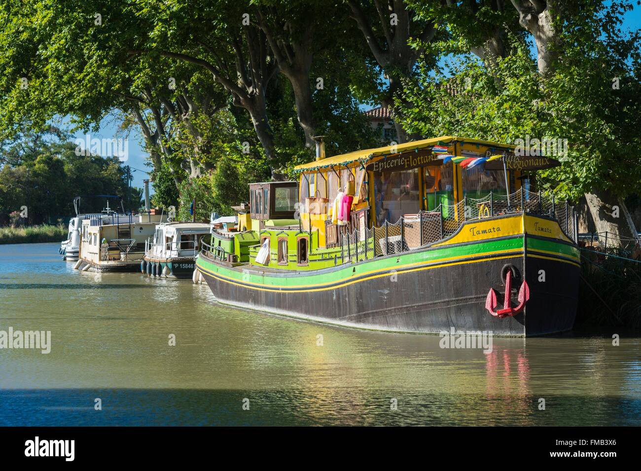 France, Aude, Le Somail on the banks of the Canal du Midi listed as ...