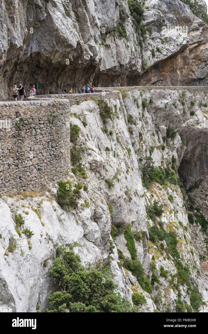 France, Aude, Cathare Country, Galamus Gorges between Aude and Pyrenees ...
