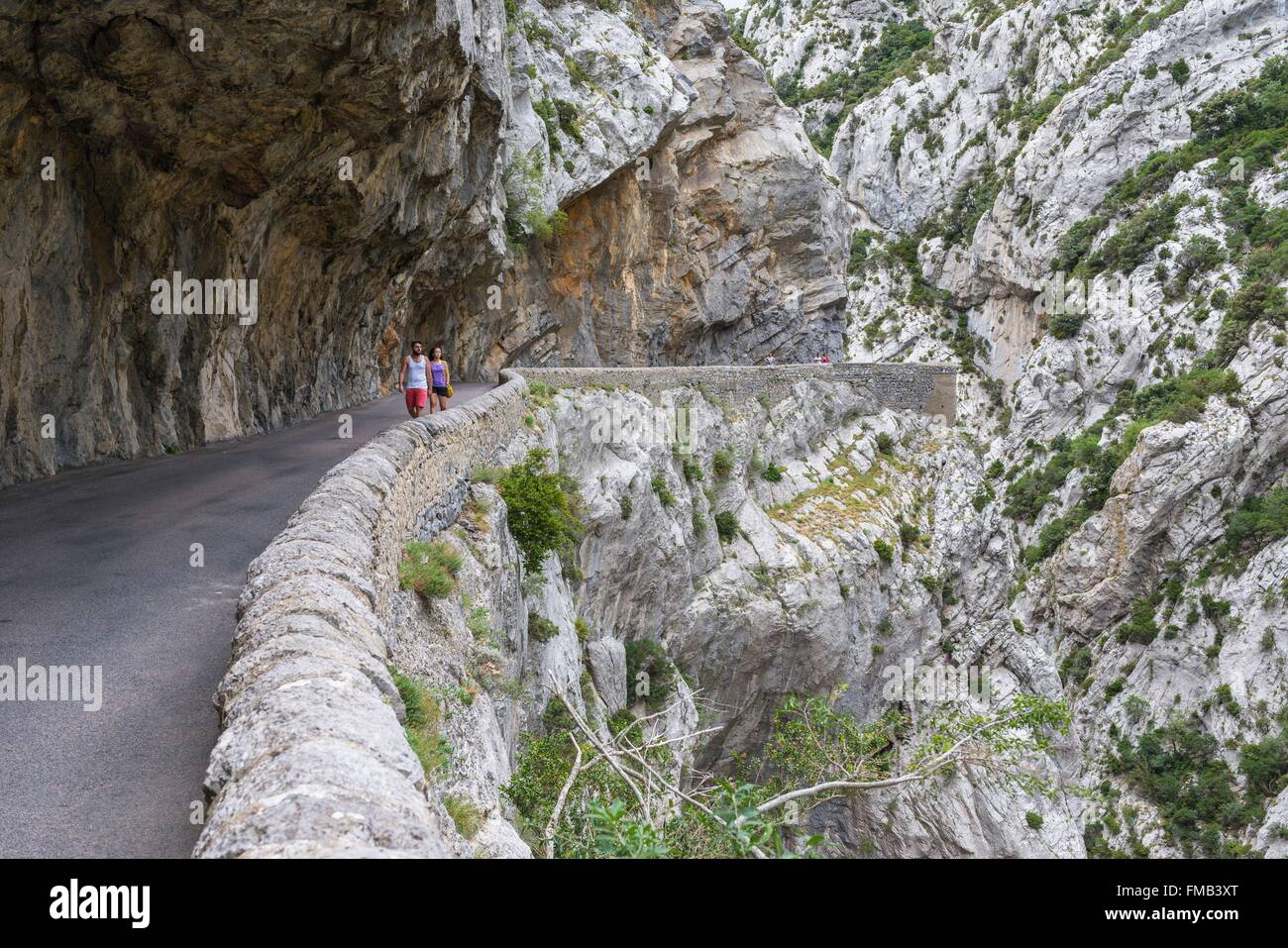France, Aude, Cathare Country, Galamus Gorges between Aude and Pyrenees ...
