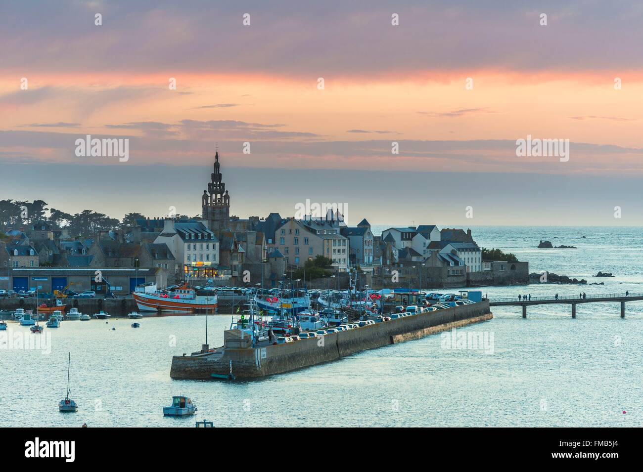 France, Finistere, Iroise Sea, Roscoff, the fishing harbour, the ...