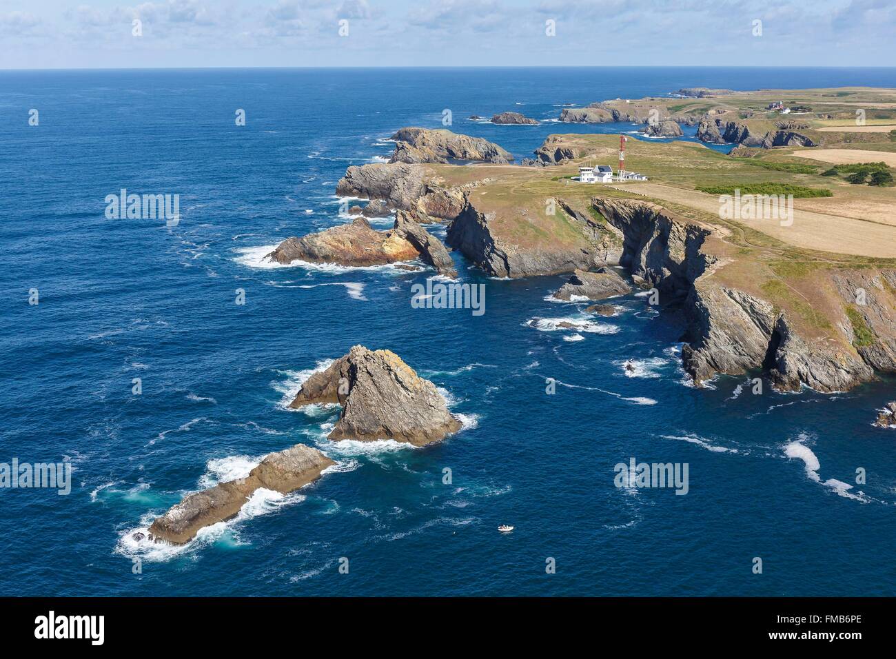 France, Morbihan, Belle Ile, Bangor, Roches de Bornor and pointe du ...