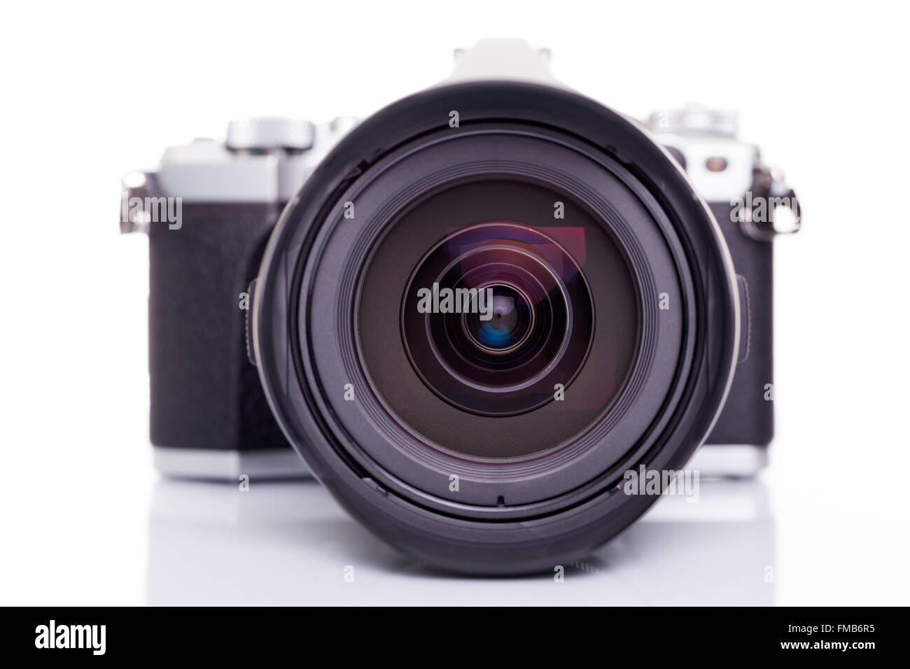 Digital camera with retro stile, isolated on white background Stock ...