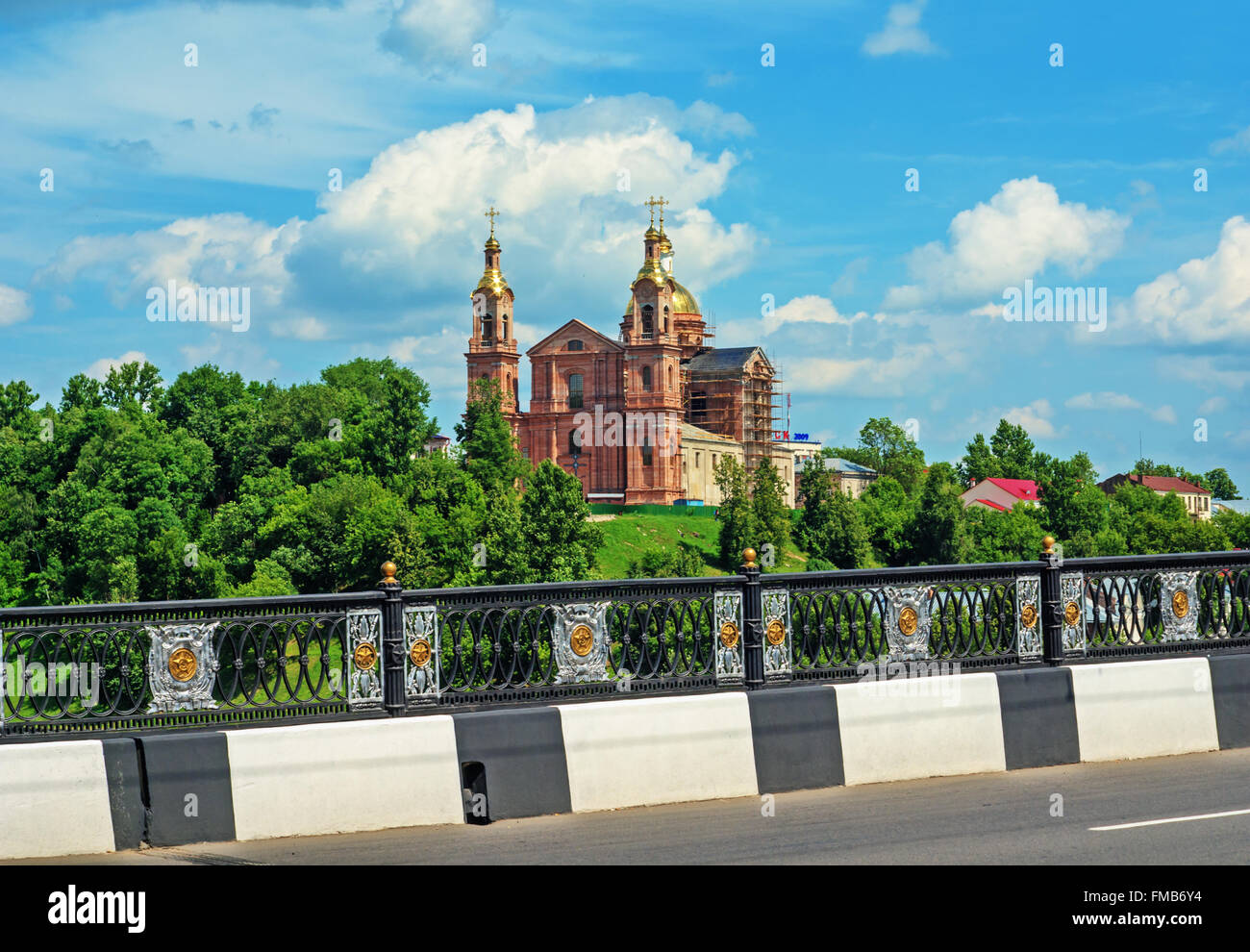 Recovery Uspensky [Assumption] Cathedral and Kirov's bridge over river ...