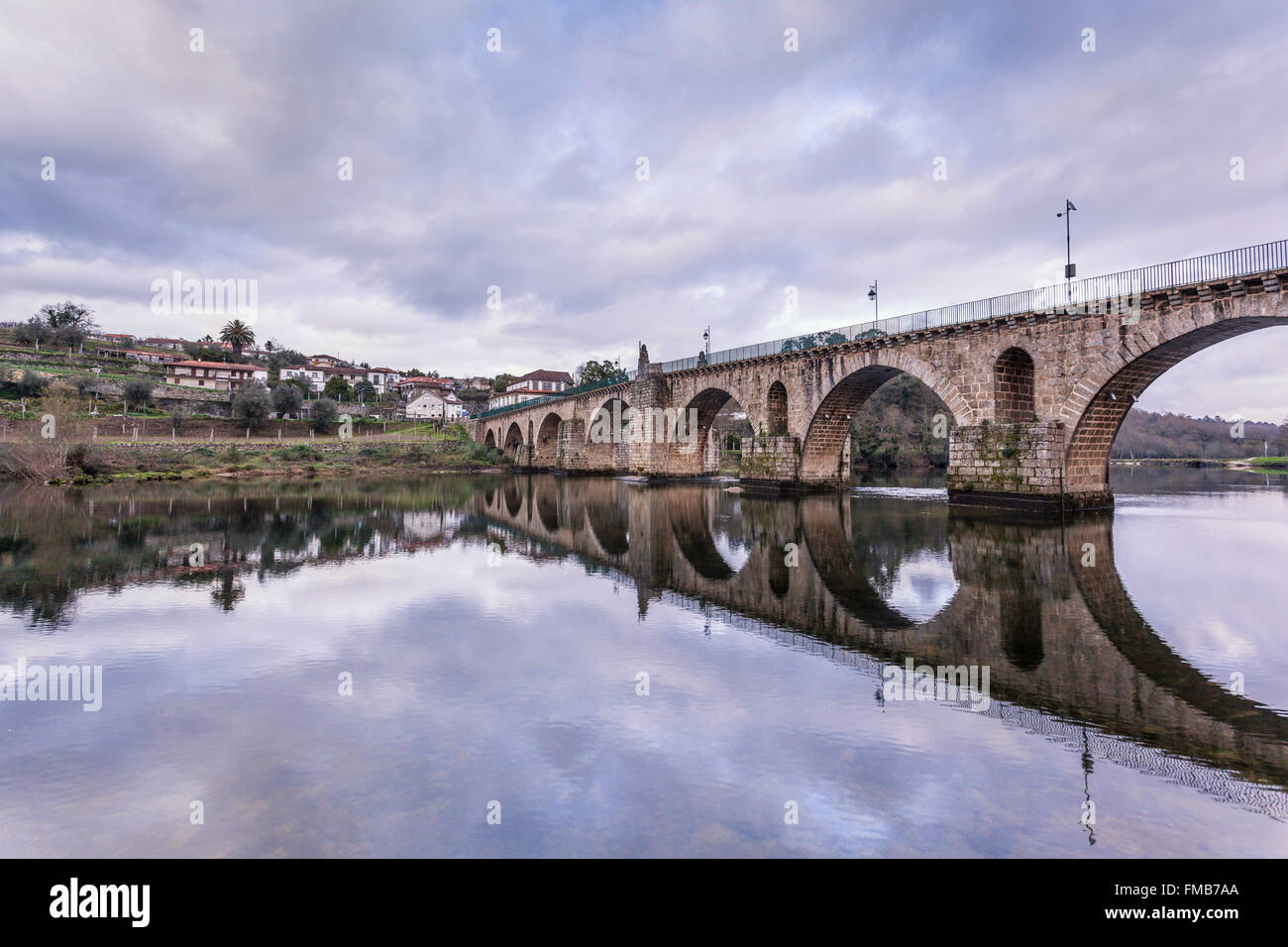 Bridge of Ponte da Barca at sunset, north of Portugal Stock Photo - Alamy