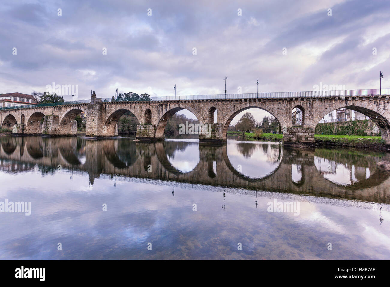 Bridge of Ponte da Barca at sunset, north of Portugal Stock Photo - Alamy
