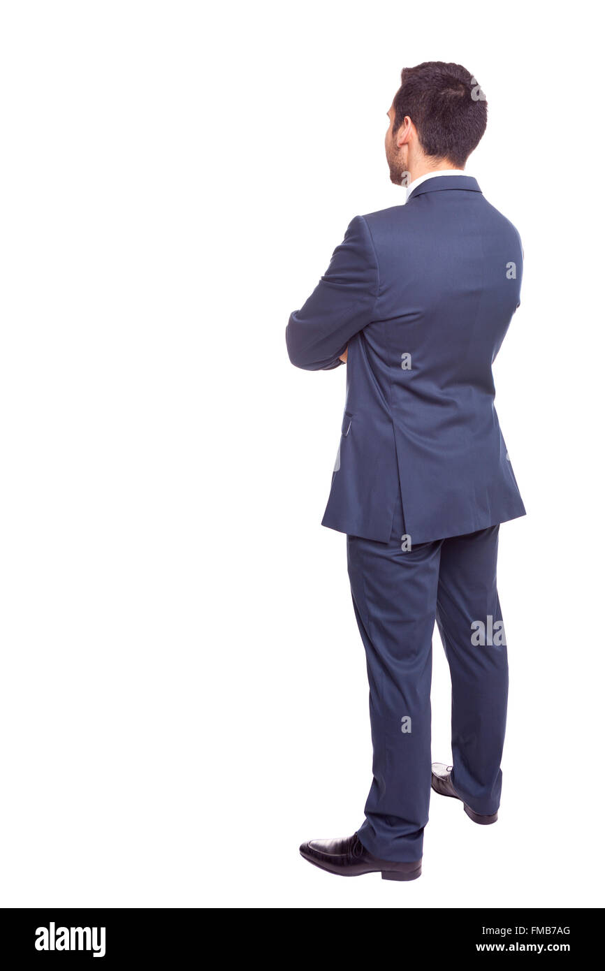 Business man from the back, isolated on white background Stock Photo ...