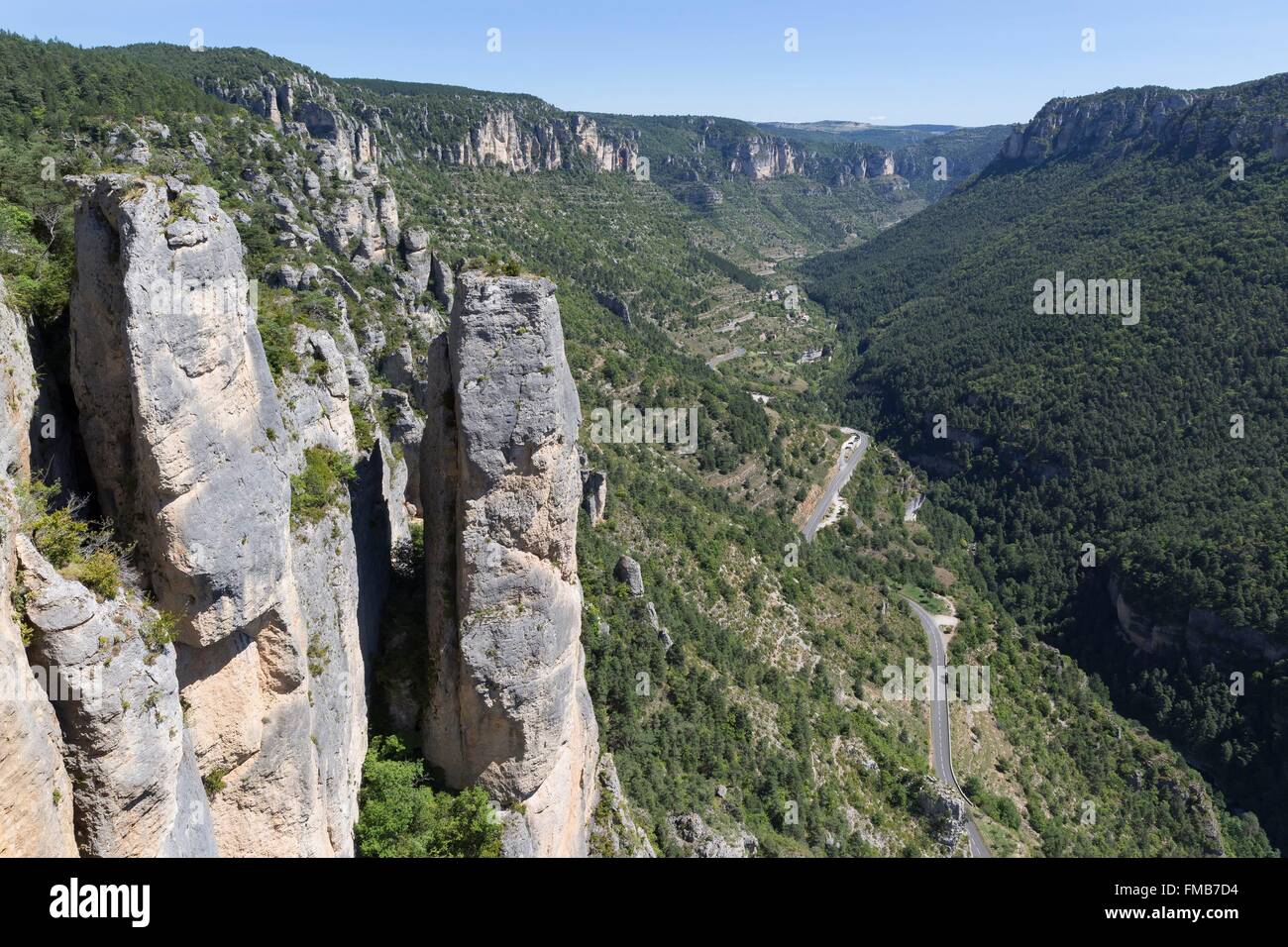 France, Lozere, Le Rozier, the Jonte gorges view from the Balcon du ...