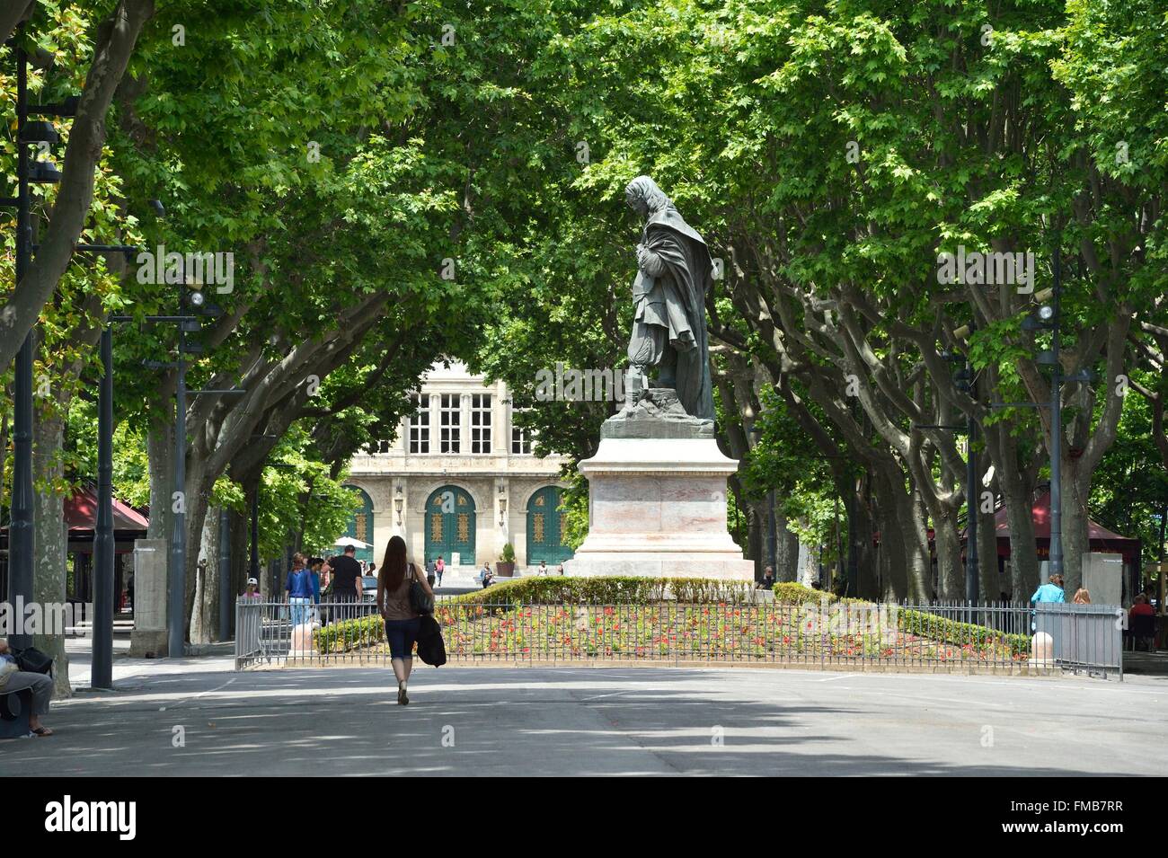 France, Herault, Beziers, Paul Riquet path, Pierre Paul Riquet statue ...