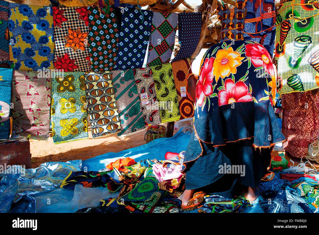 Senegal, Sahel, Ferlo region, Widou Thiengoly, Display of colorful ...