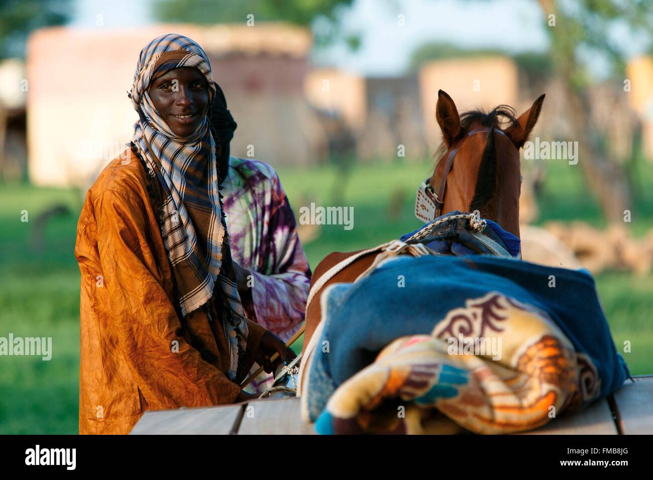 Senegal, Sahel, Ferlo region, Widou Thiengoly, Portrait of Peul Stock ...