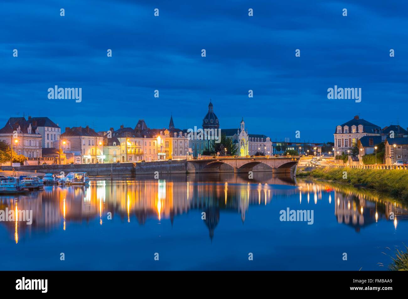 France, Mayenne, Chateau Gontier, the Hospital on the banks of Mayenne ...