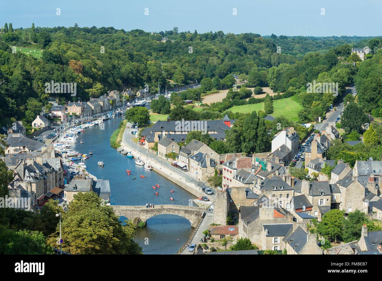 France, Cotes d'Armor, Dinan, Dinan harbour and Rance river Stock Photo ...