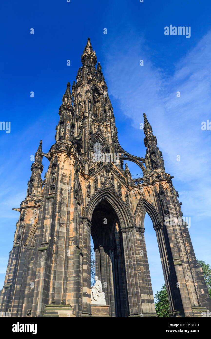 The famous Scott Monument and blue sky in Edinburgh area Stock Photo ...