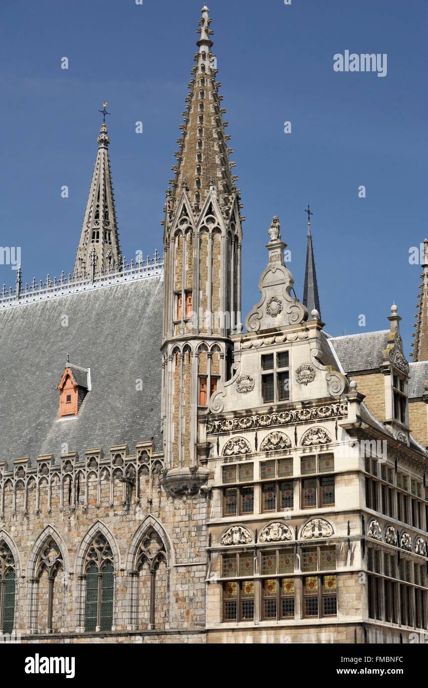 Belgium, West Flanders, Ypres or Ieper, Saint Martin's Cathedral and ...