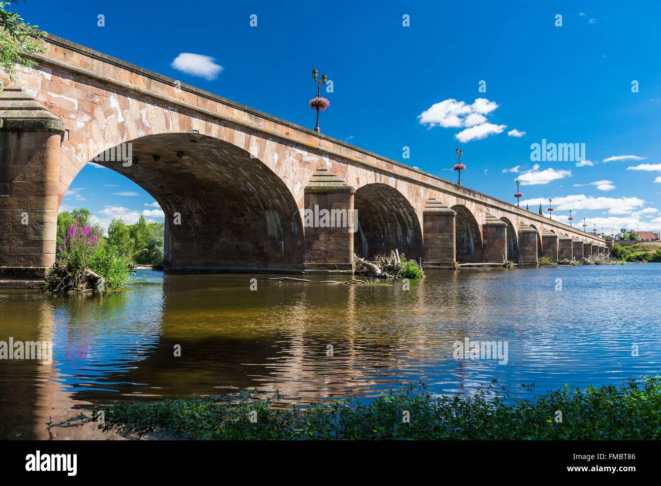 France, Allier, Moulins, view from the left bank of Allier river ...