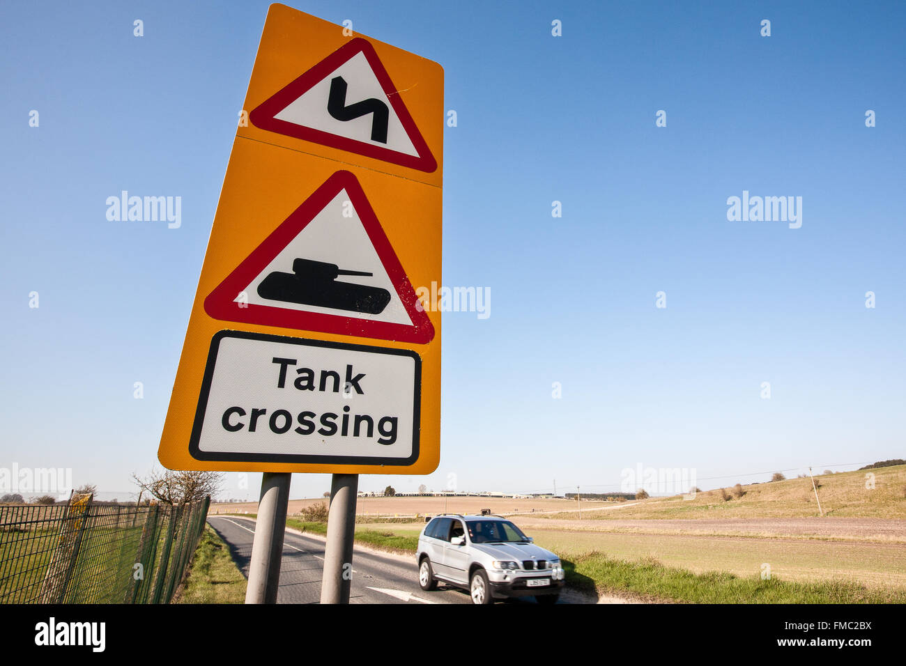 Road sign warning tanks crossing hi-res stock photography and images ...