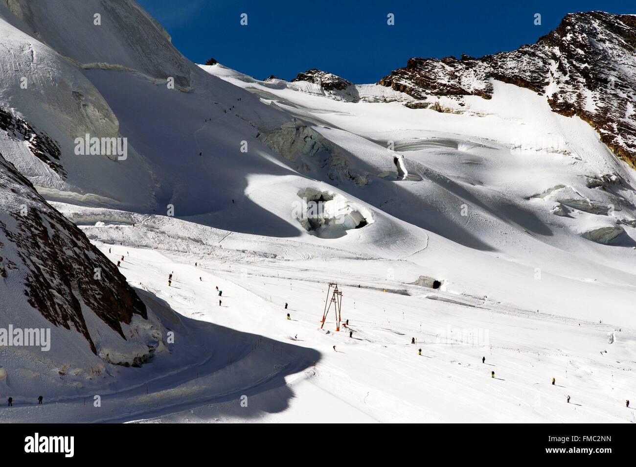 Switzerland, Canton of Valais, Saas Valley, Saas Fee, Mittelallalin ...
