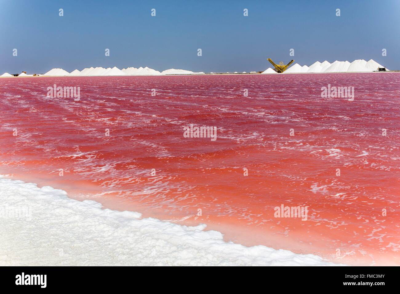Dutch West Indies, Bonaire island, salt mounts of the Pekelmeer salines ...