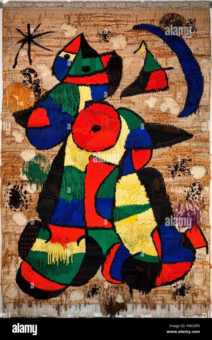 Spain, Catalonia, Barcelona, Tapestry in the Fundacio Joan Miro Stock ...